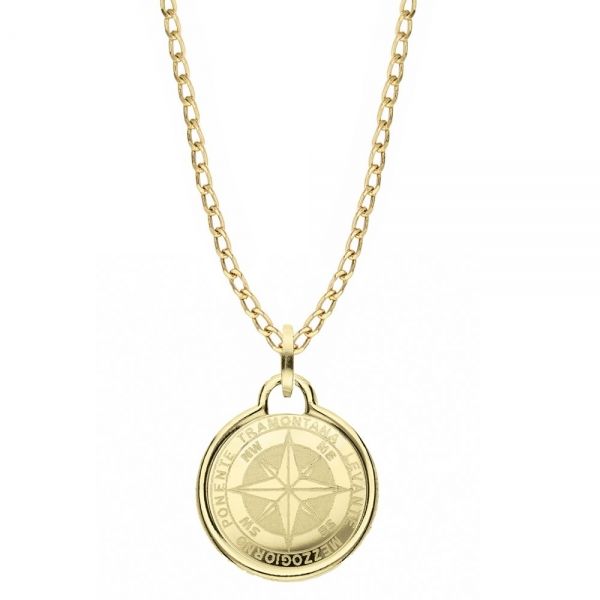 Yellow Gold 18k Wind Rose Pendant Man Necklace